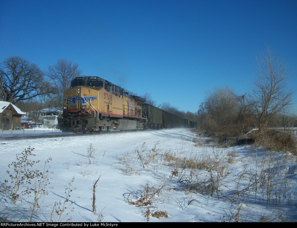 UP 5748 DPU on eastbound UP loaded coal train